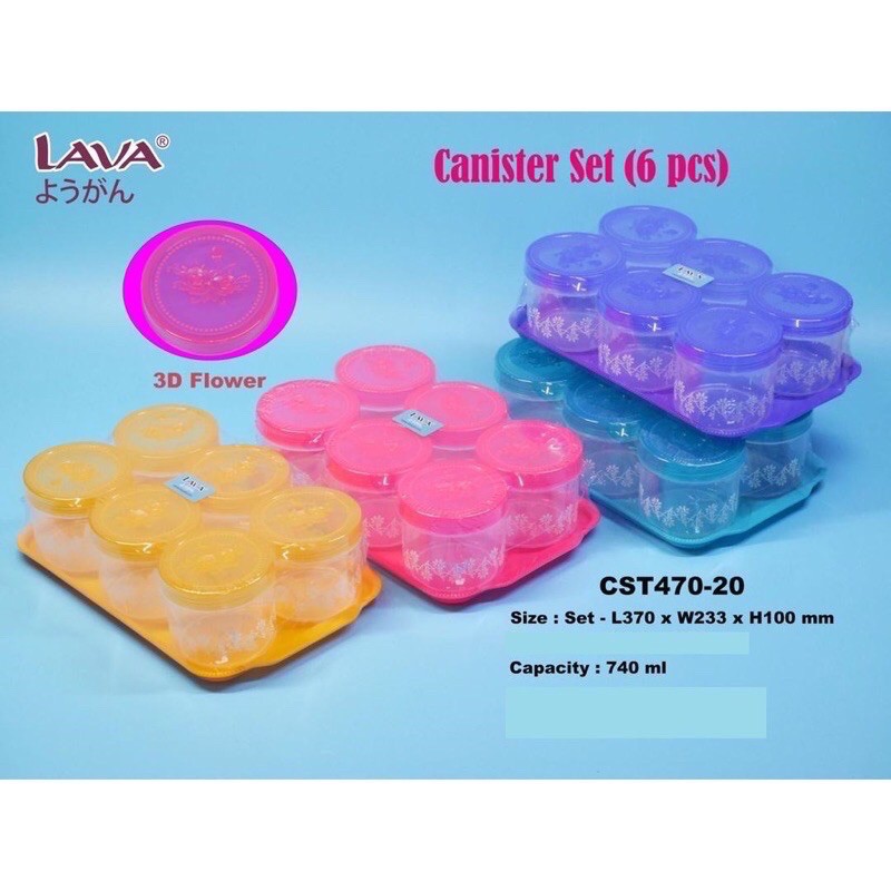 LAVA 6pcsCanister With Tray 740ml / BALANG KUIH & DULANG 3D / Bekas ...