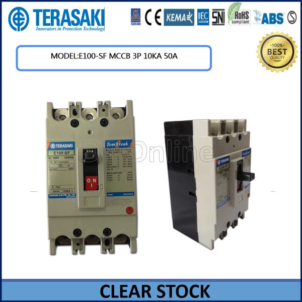 Terasaki Mccb 3Pole Moulded Case Circuit Breaker 3Pole 10KA 50A ,75A ( MCCB ) E100-SF | Shopee ...