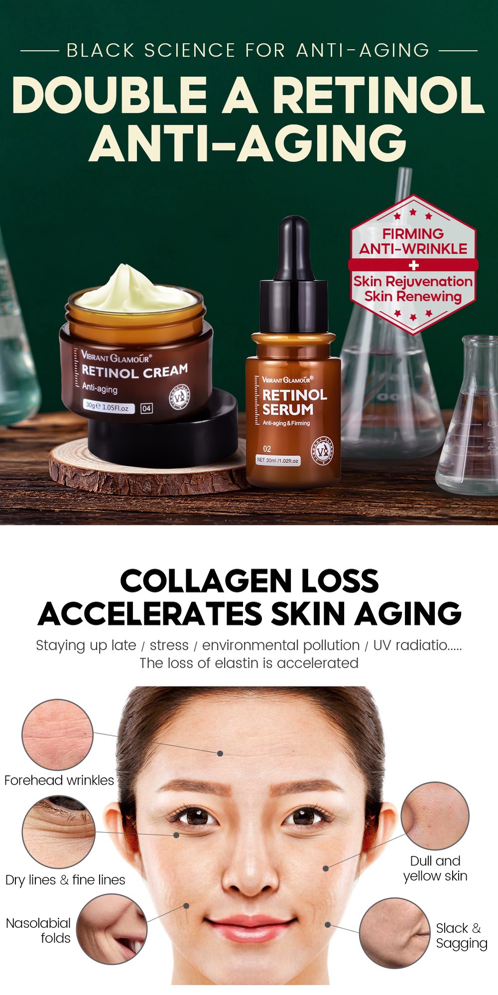 VIBRANT GLAMOUR Naturals Retinol Face Cream with Hyaluronic Acid 2.5% ...