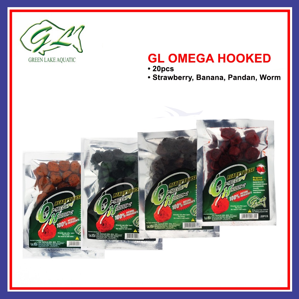 20'S GL Omega Hooked Bait Fishing Bait Fish Food Umpan Pancing Kolam ...