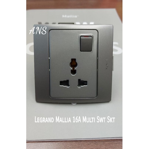 Dark sliver - Legrand Mallia 16A multi switch socket outlet with frame ...