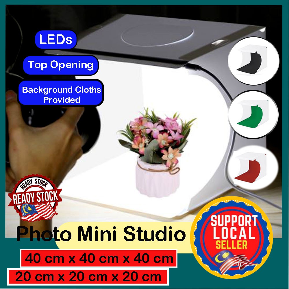 🔥PORTABLE MINI STUDIO BOX 20 & 40CM ️🔥 LED Foldable Light Tent Photo ...