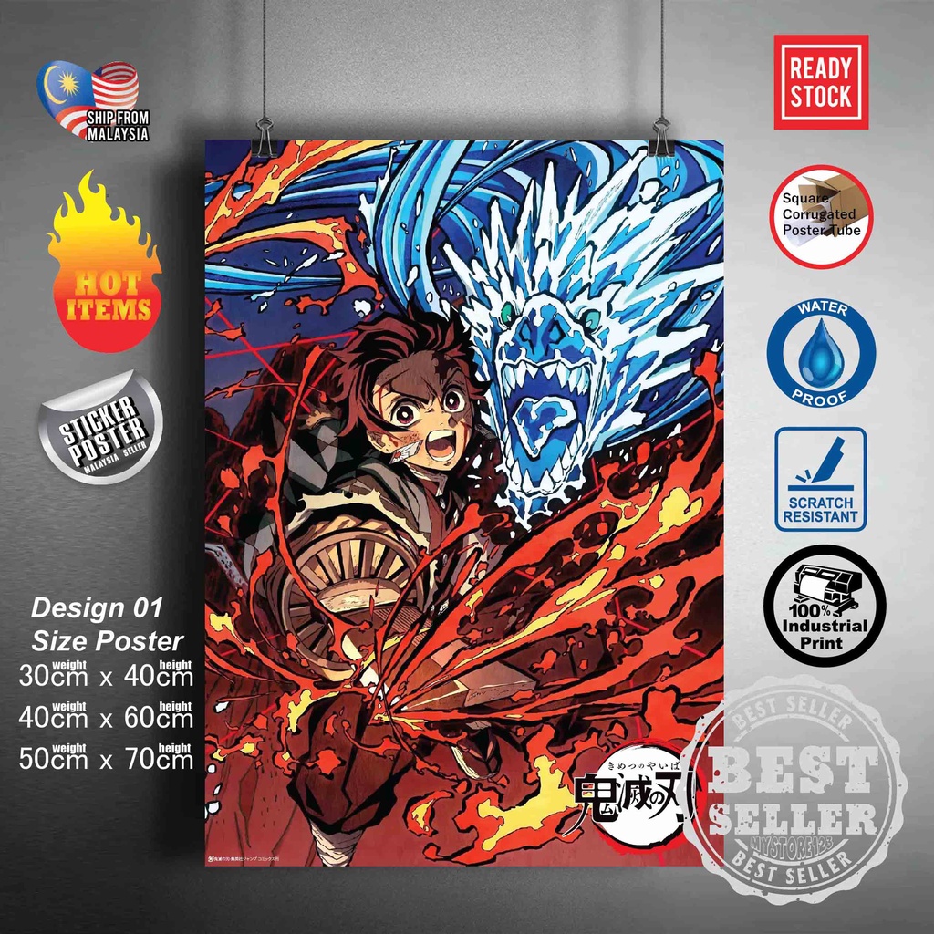【READY STOCK】Demon Slayer Kimetsu no Yaiba Poster Anime Poster Wall ...