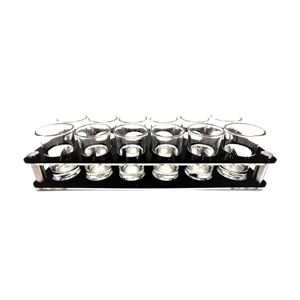 12 Hole Premium Shooter Tray with 12 pcs Shot Glass 1.5 oz (45 ml ...