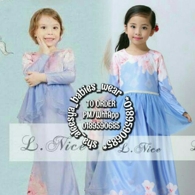 🔥🔥BLUE KIDS MINAZ DRESS PEPLUM BAJU RAYA 7y | Shopee Malaysia
