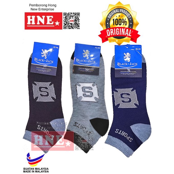 (12pasang) Stocking Pendek Blackjack Unisex Fashion Thick Sock Ankle ...