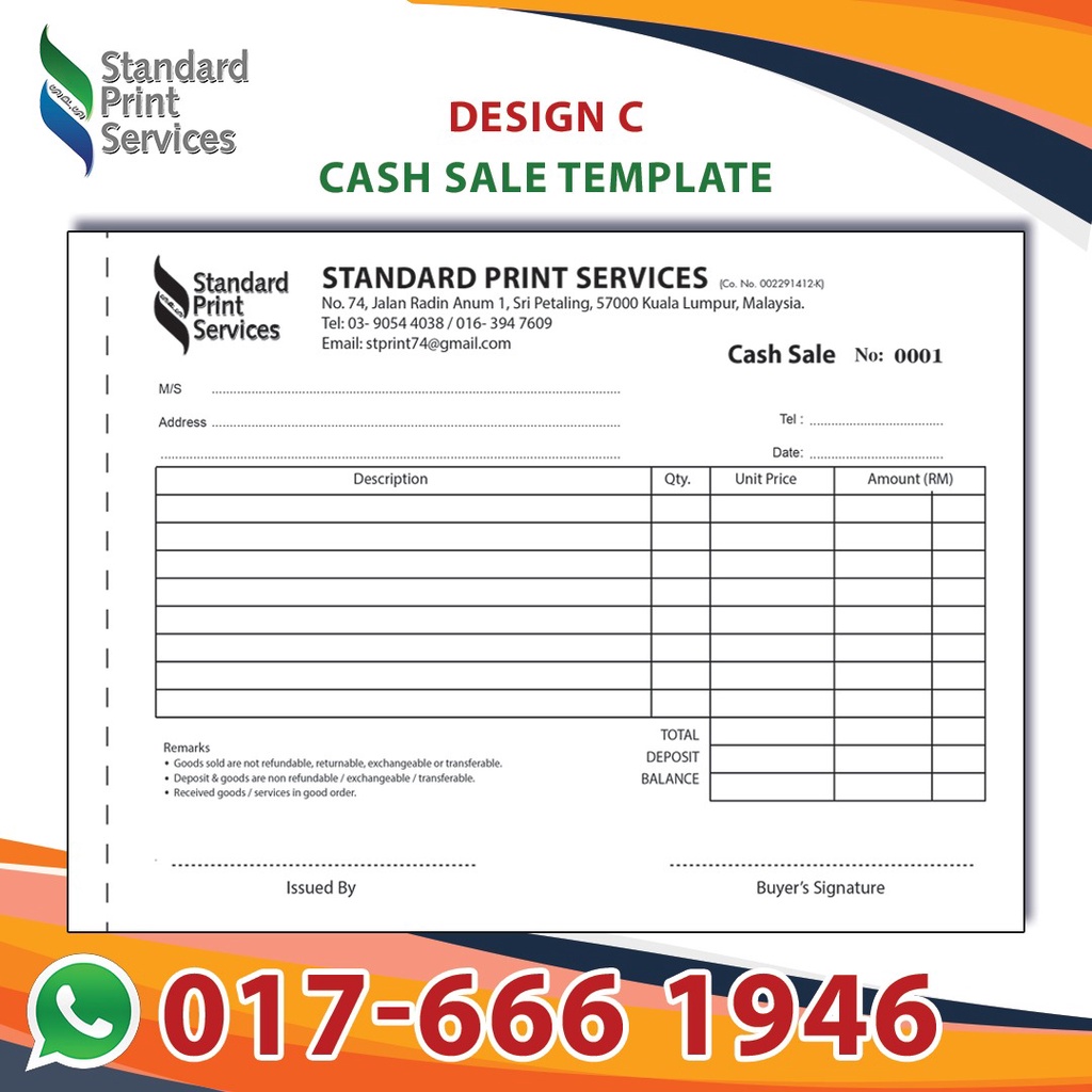 Buku Invoice/Bill Book/Buku Resit/Receipt Book/Cash Sales/Cash Bill ...