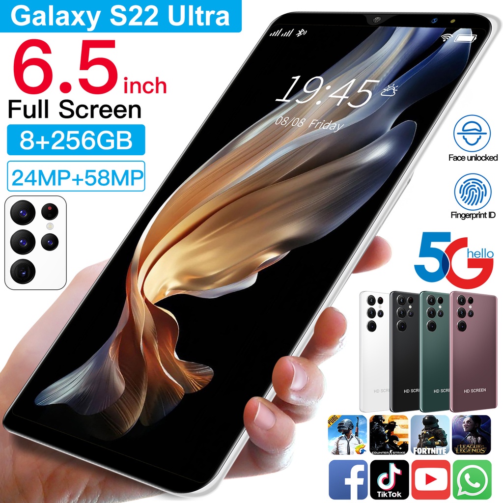Galaxy S22 Ultra Smartphone 6.5inch Full Screen 8GB RAM 256GB ROM Dual ...