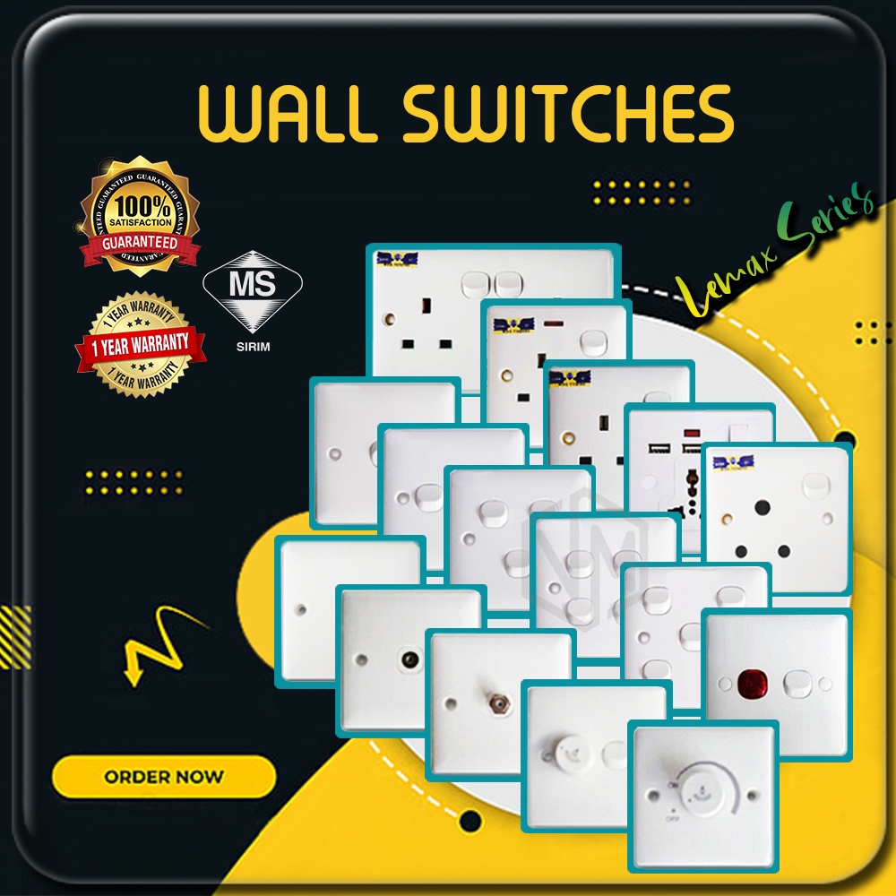Switch Socket 13A 20A 1 2 3 4 5 Gang Wall Switches Switched Socket Neon ...
