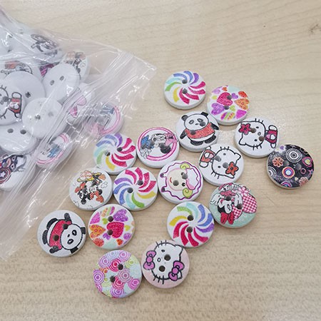 🔥HOT ITEM🔥cartoon 🤪50 PCS/ 100 PCS Wood Button 2 Hole/ Butang Kayu 15mm ...