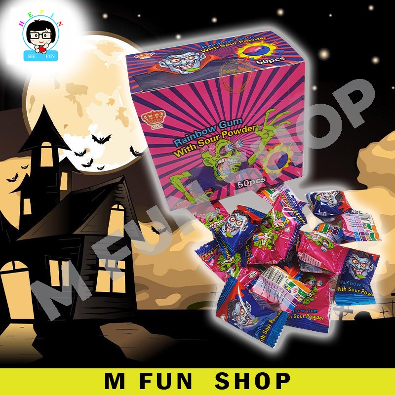 ♥️Ready Stock♥️ Halal +/- 50pcs Rainbow Gum Multi Color Effect Chewing ...