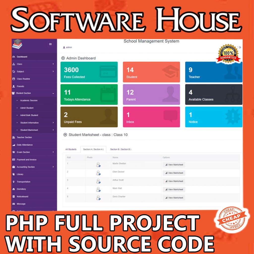 School Management System V2 Full PHP Project with Source Code | Shopee ...