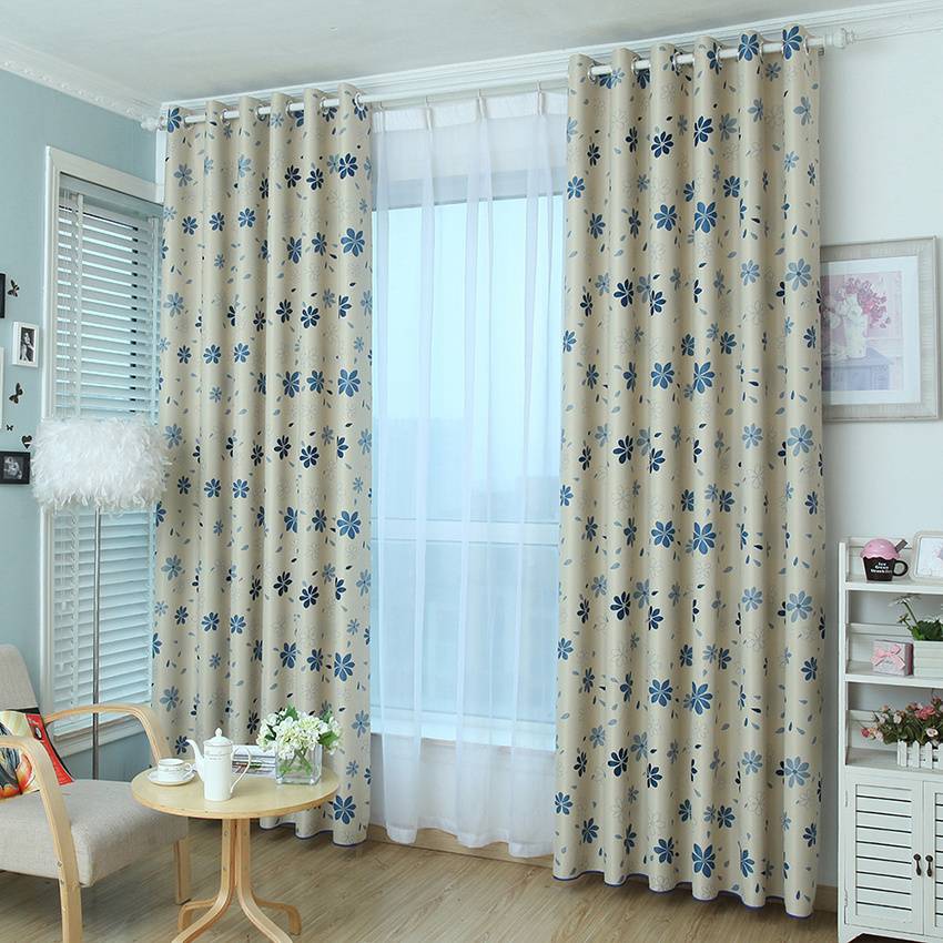 Langsir Tebal Corak Bunga Ring Grommet Eyelet Flower Curtain Thick ...