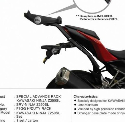 GIVI SRV RACK MONORACK FOR KAWASAKI Z250 SL/ NINJA 250 SL - GIVI TOP ...