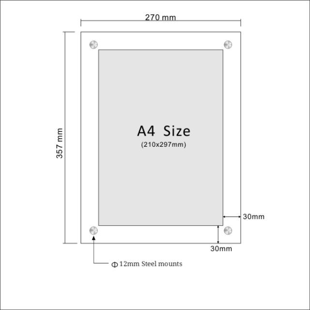 A4 Acrylic poster frame set with 4 stainless steel nut 亚克力海报架套装 ...