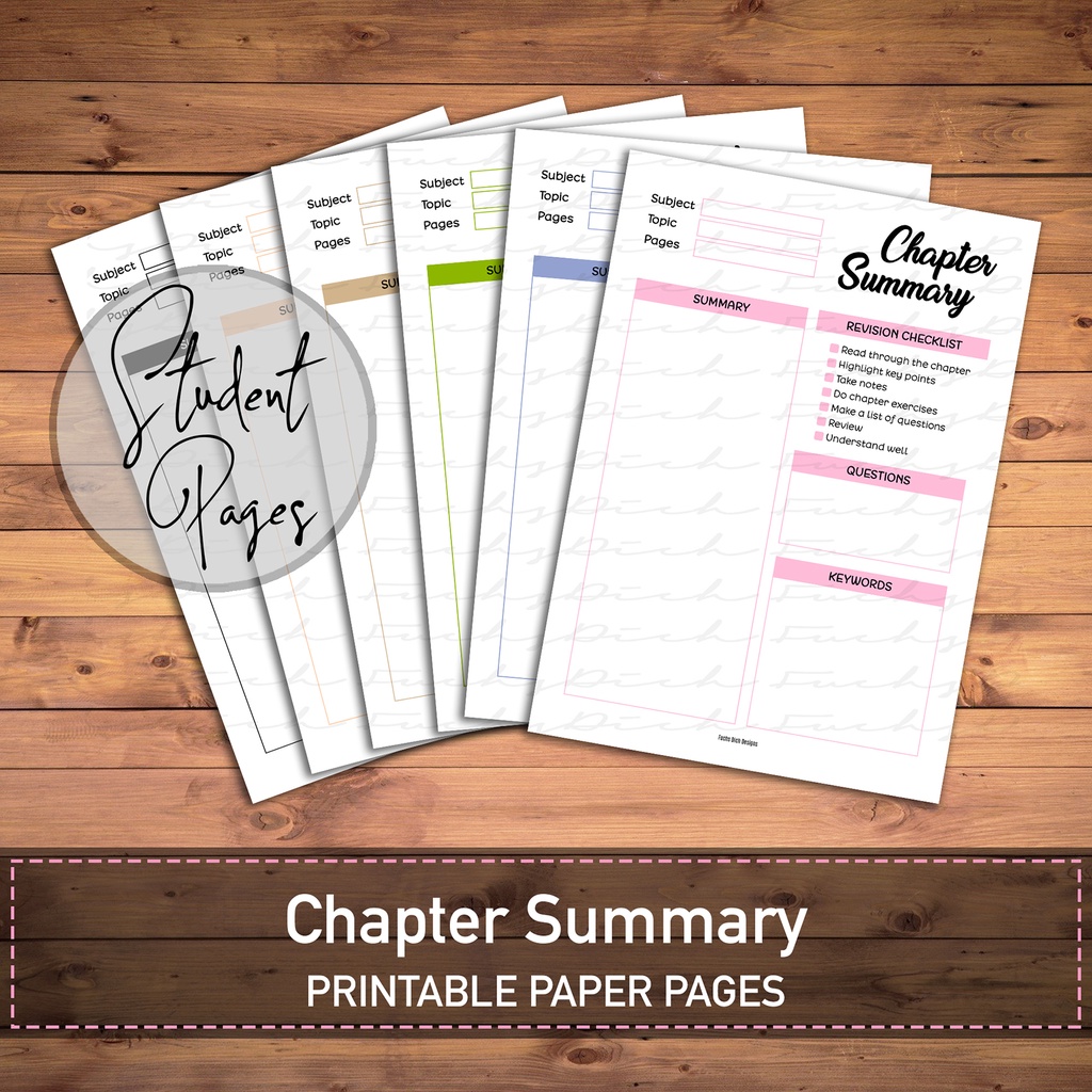 Printable Chapter Summary | Study Paper | Student Printable | A4 ...