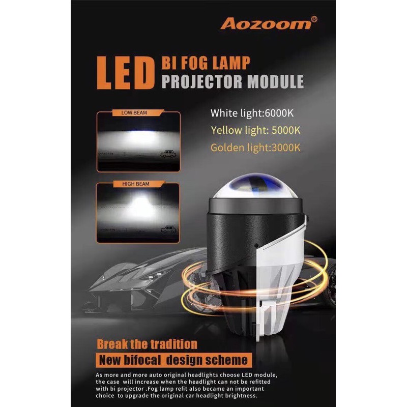 Aozoom Led ALPF-02 BI Fog Lamp Hi/Low Beam 5000k | Shopee Malaysia