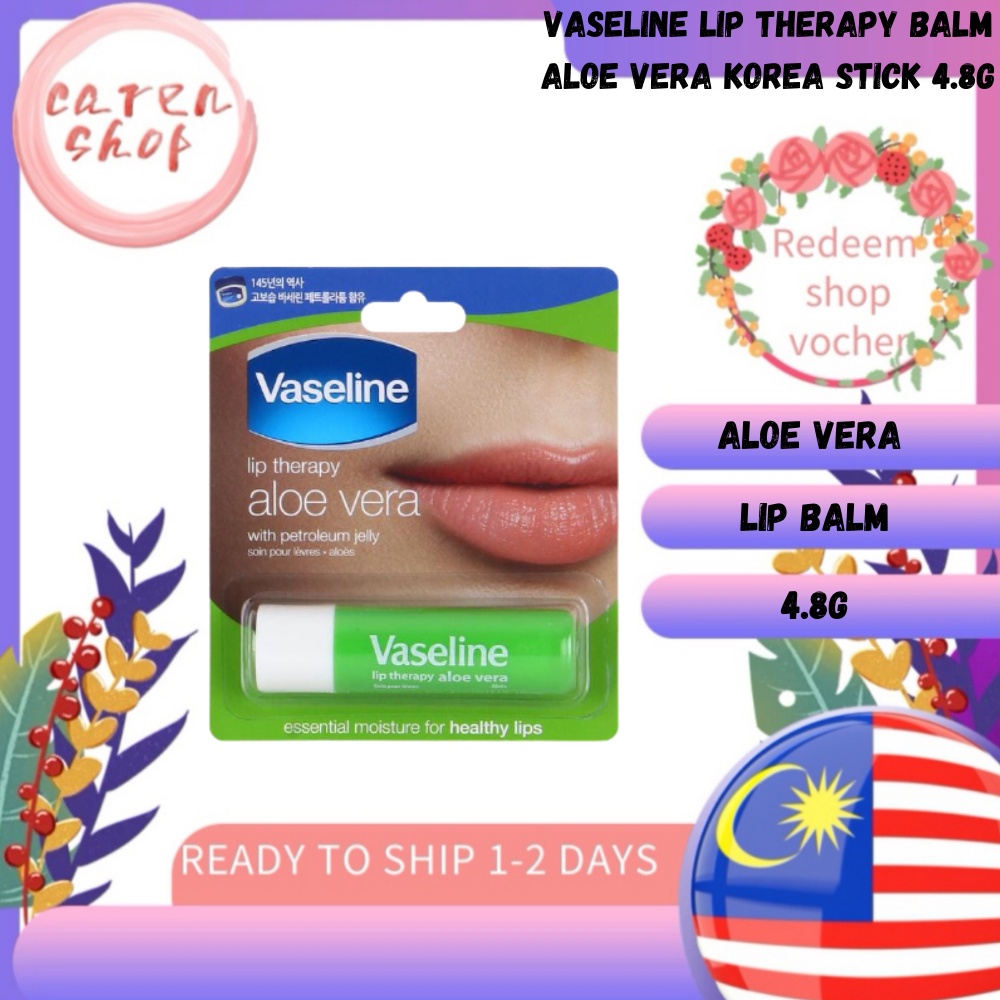 Vaseline Lip Therapy Balm Aloe Vera Korea Stick 4.8G (G) | Shopee Malaysia