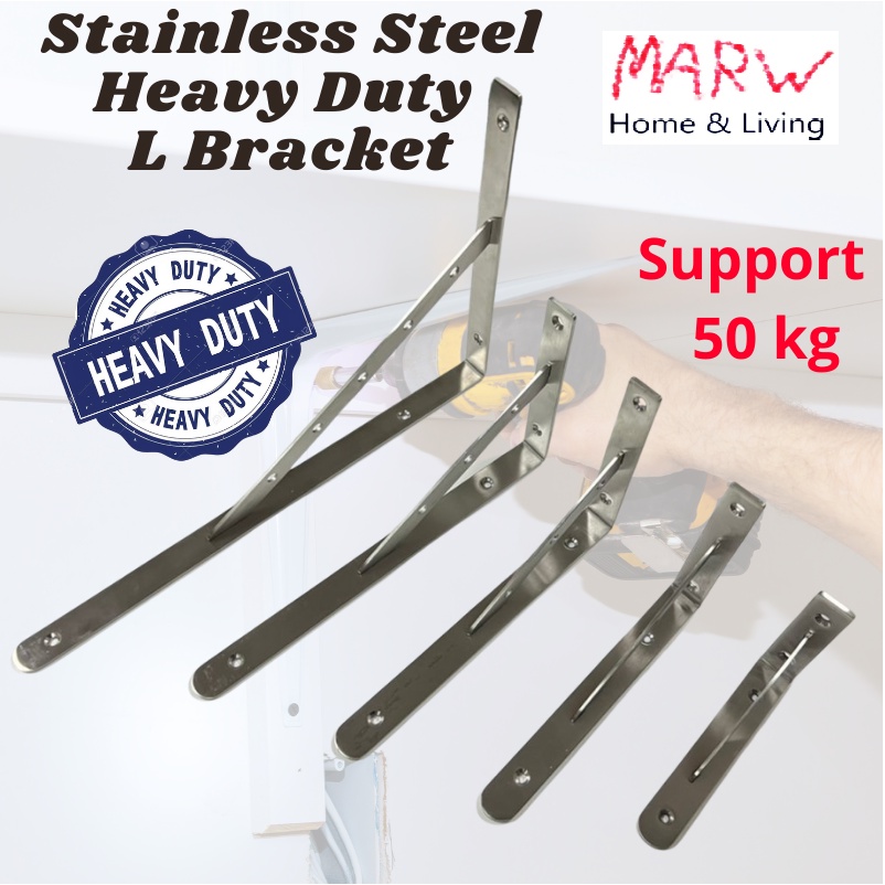 Stainless Steel 304 Heavy Duty L Bracket thickness 4mm DIY dinding Home ...