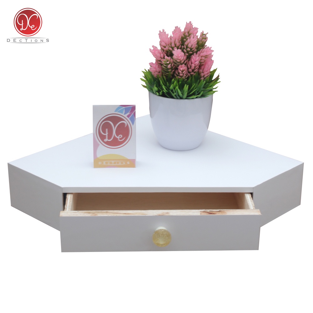 Dections Pentagon Corner Nightstand Wall Drawer Shelf 30x30cm Hanging Minimalist Room Corner ...