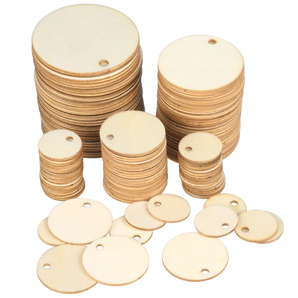 🔥【Ready stock】🔥 50pcs Round Pack Wooden 2cm 3cm 4cm 5cm Circles Natural ...