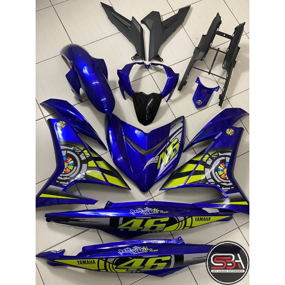 COVERSET YAMAHA BODYSET Y15 Ysuku Y15zr V1 V2 BIRU / HITAM 46 BLACK BLUE SIAP TANAM ORIGINAL ...