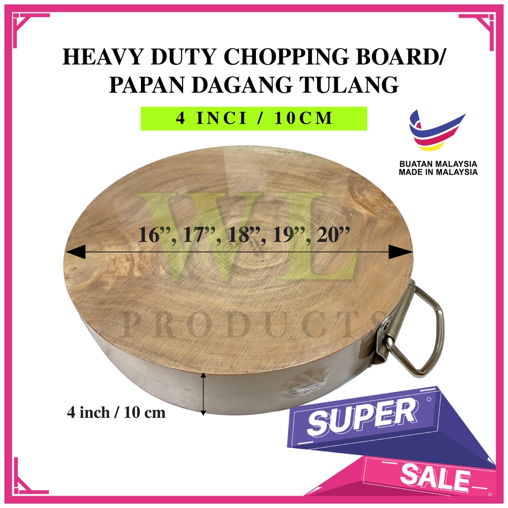 Heavy Duty Extra Thick Round Wooden Chopping Board / Papan Potong ...