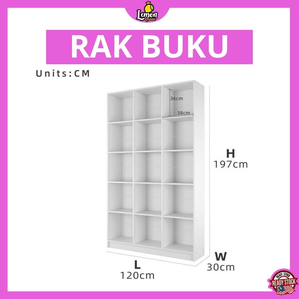 Rak Buku Book Shelf Book Rack Divider Cabinet with 15 Compartments ...