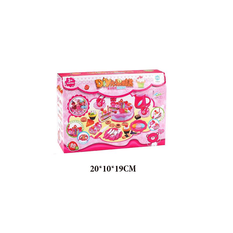 Delightful Pretend Role Play Kitchen Toy Happy Birthday Cake Set Kids ...
