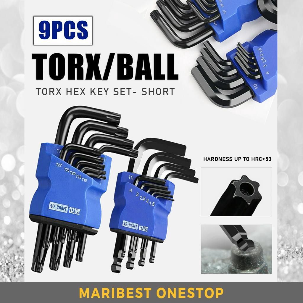 9PCS G-CRAFT TORX KEY SET T10-T50 BALL POINT KEY SET SHORT L SHAPE ...