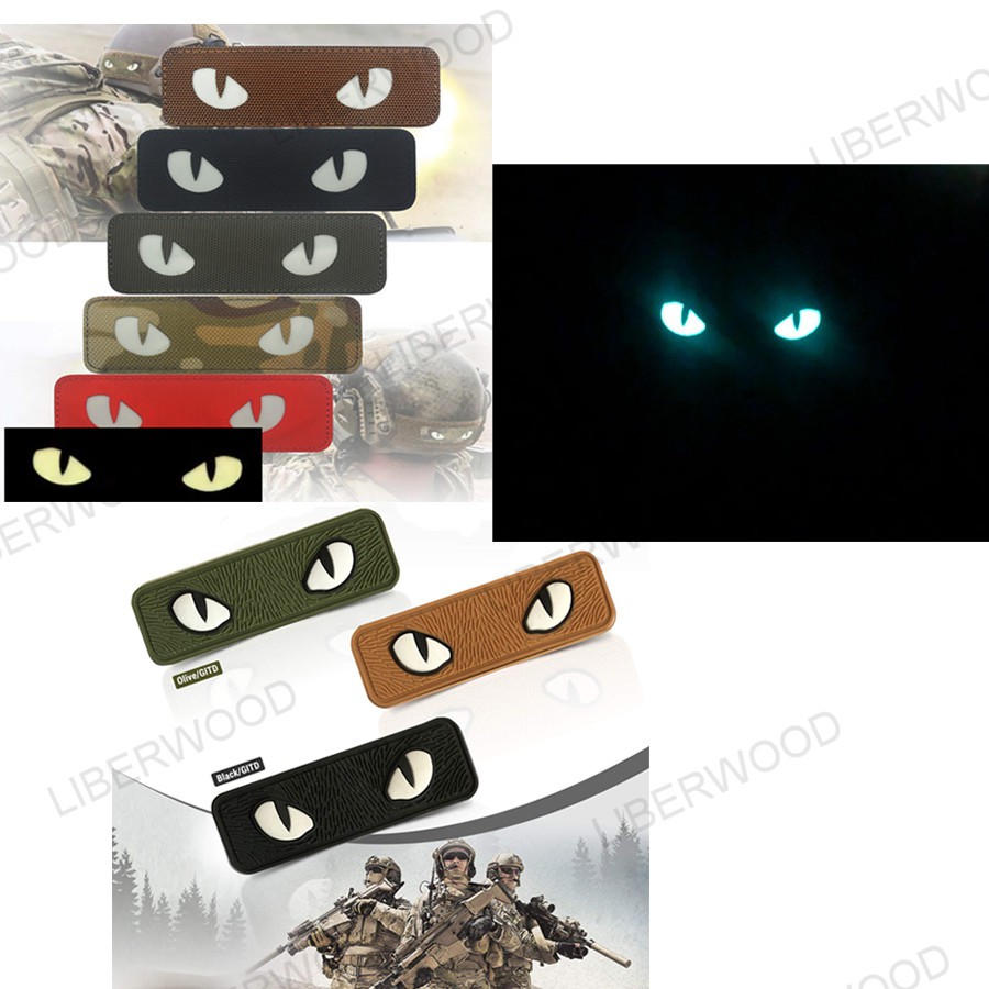 Cat Eyes Tactical Patch Military Combat Glow In Dark GITD Tag Applique ...