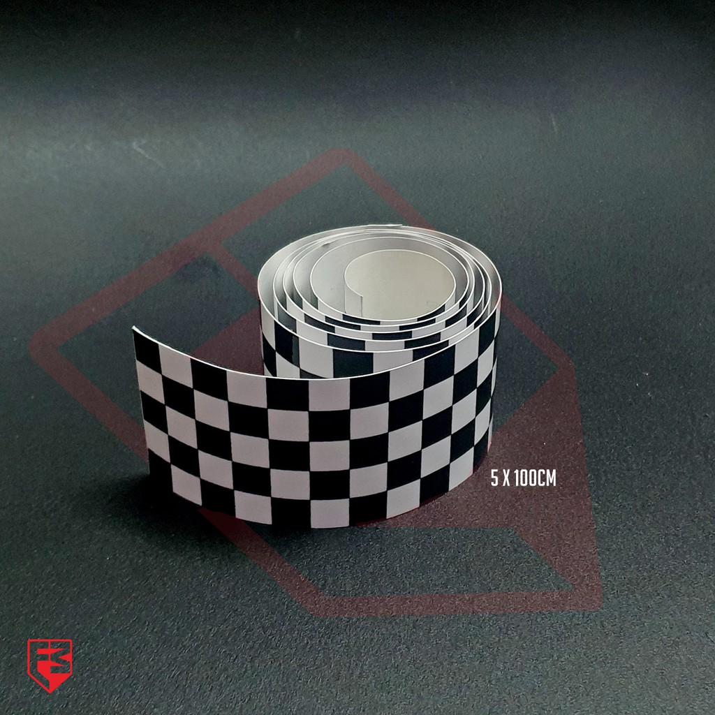 Checkered Stripe Motorcycle Sticker 1m vespa cb w175 harley enfield xsr ...