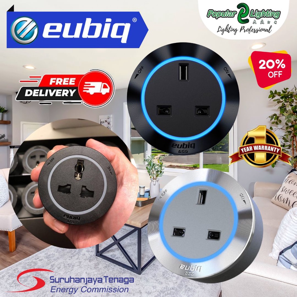 Eubiq - BS4-BLK ITL4-L-BLK Standard British Adapter Electric Socket ...