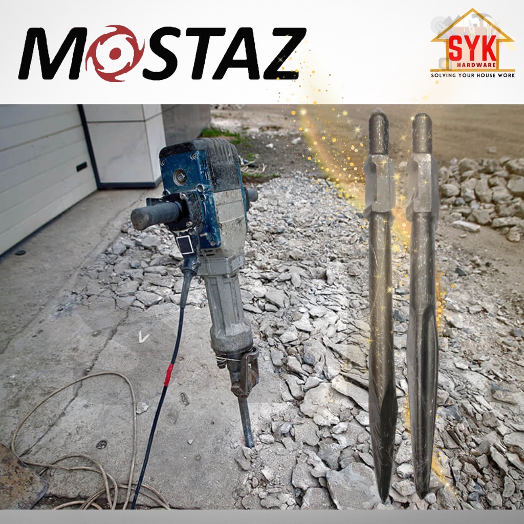SYK Mostaz 30mm x 410mm 1Pcs Star Bull Point Chisel Bull Chisel Concreate Break Hacking Chisel ...