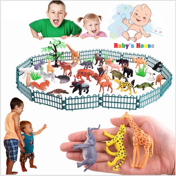 Zoo model 53 wild animals, mini zoo for children to explore | Shopee ...