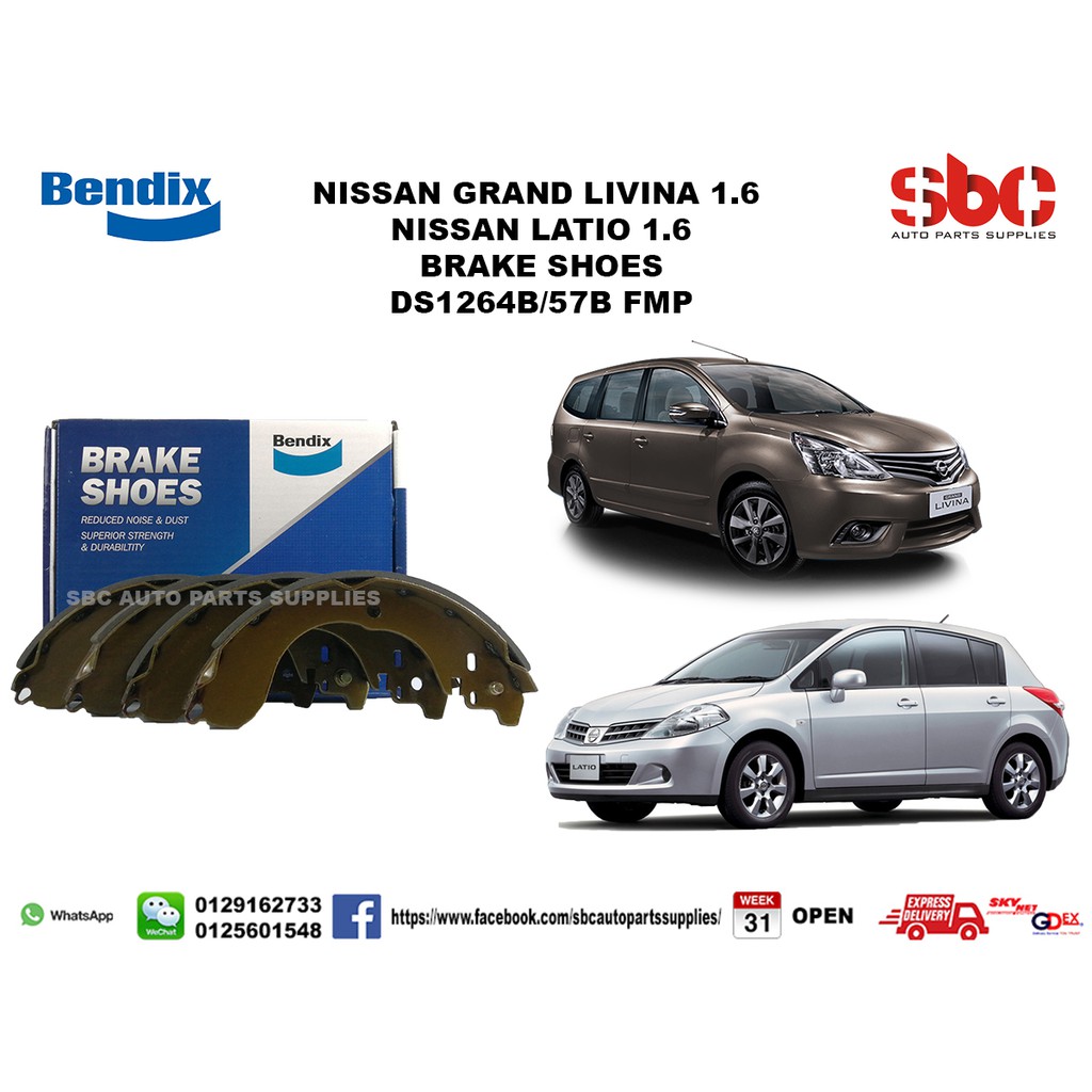 NISSAN GRAND LIVINA 1.6 LATIO REAR BRAKE SHOES (BENDIX) | Shopee Malaysia