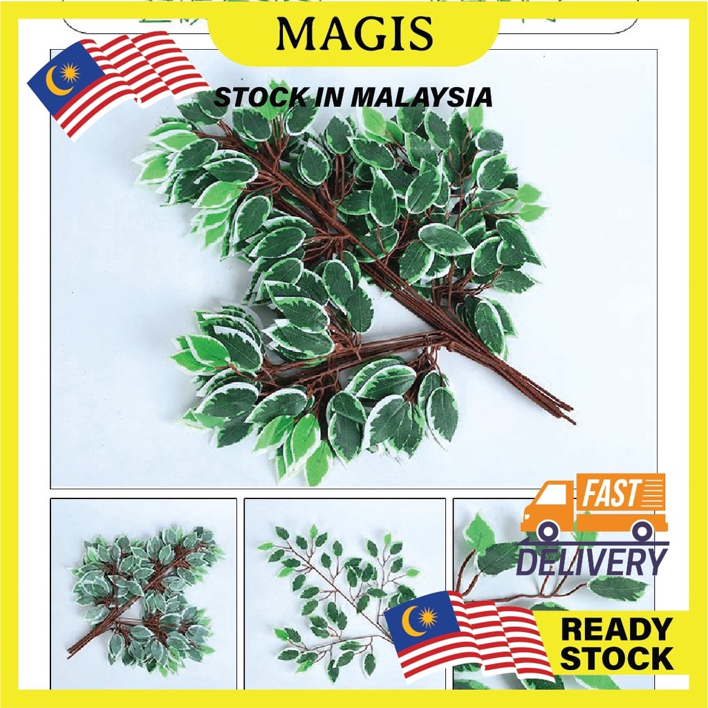 Deco Hanging Leaves Artificial Green Banyan Leaves Flower Home ...
