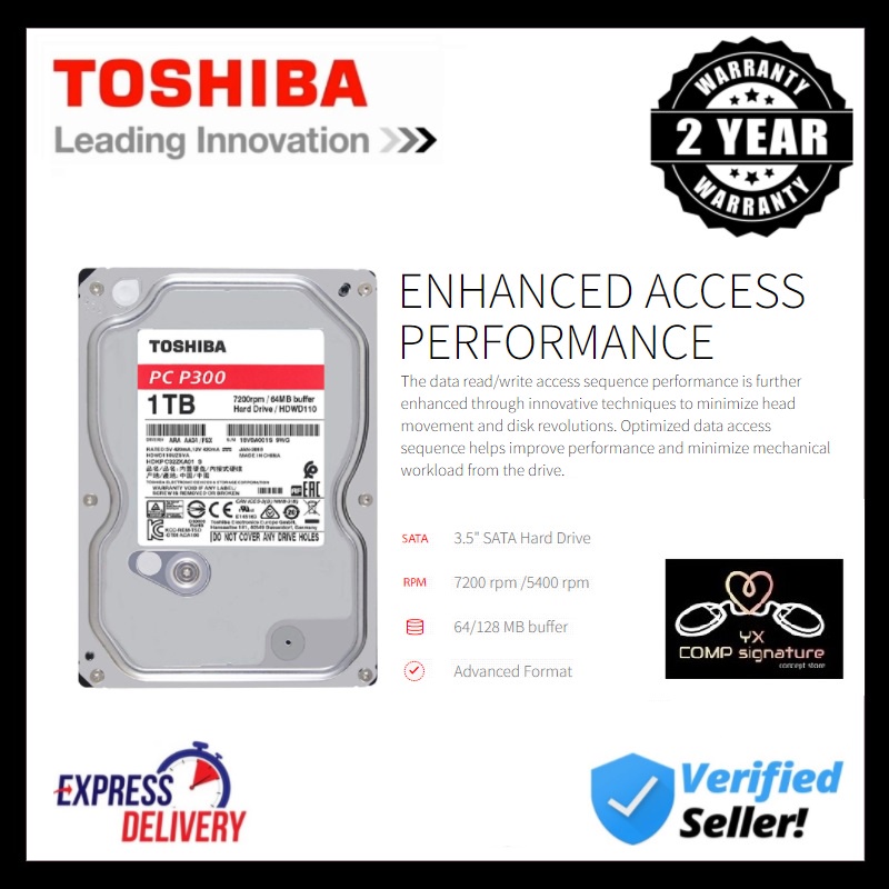 Toshiba P300 500GB 1TB 2TB 3TB Internal Hard Disk SATA 3.5 SATA 6.0Gbit ...