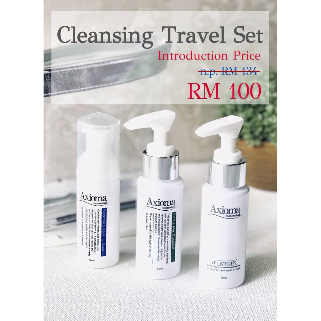 [Axioma] CLEANSING TRAVEL SET - cleanses facial skin, remove makeup ...