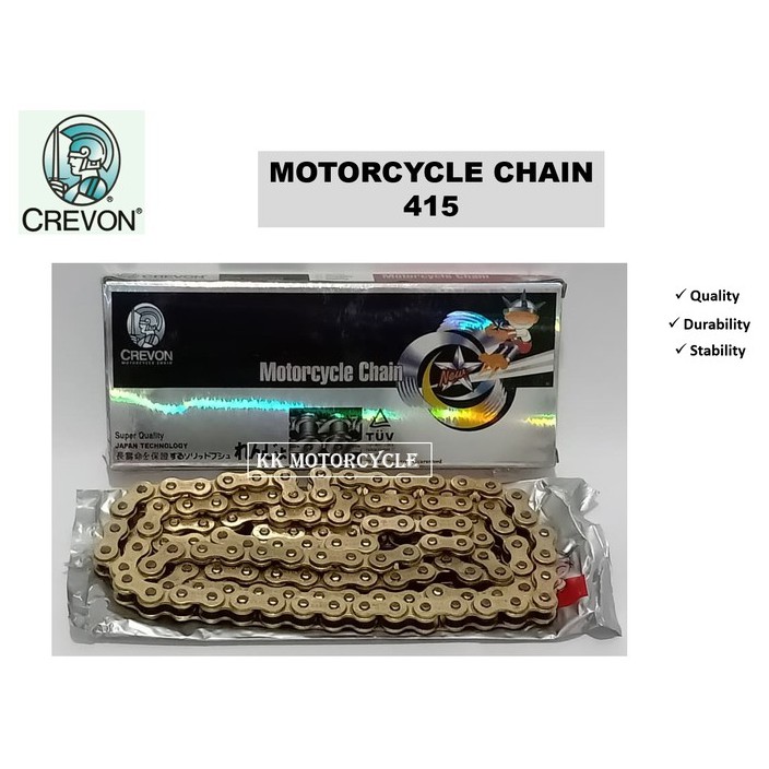 MOTORCYCLE CHAIN 415H CREVON RANTAI 415 GOLD / EMAS HEAVY DUTY CHAIN ...