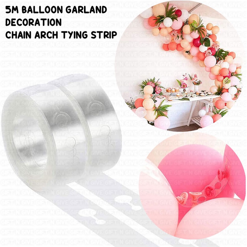 5M Balloon Chain Garland Strip Double Hole Balloons Tying Happy ...