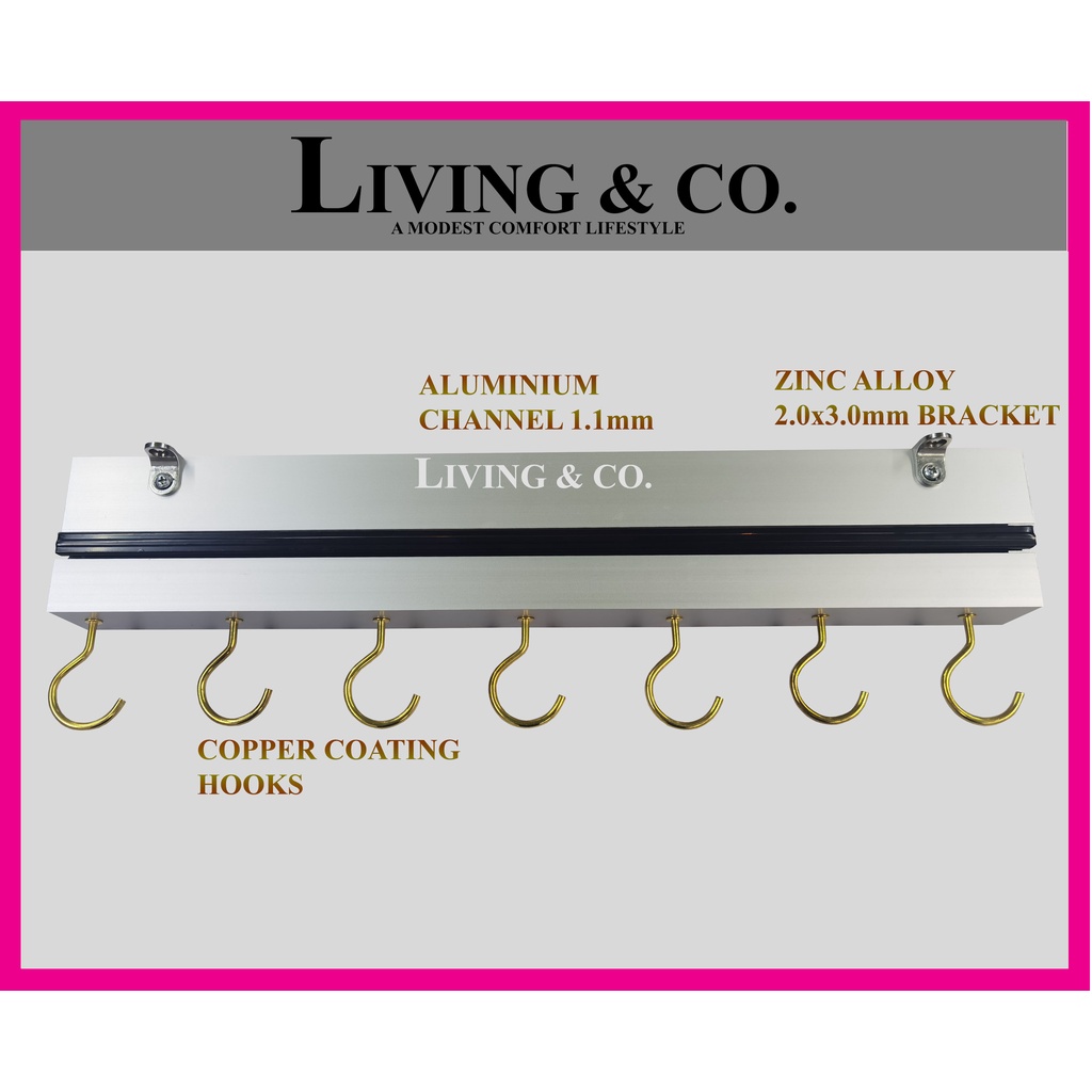 Kitchen Pull out pan hanging rack (Rak Kuali Dapur Tarik)/ RAK RAIL ...