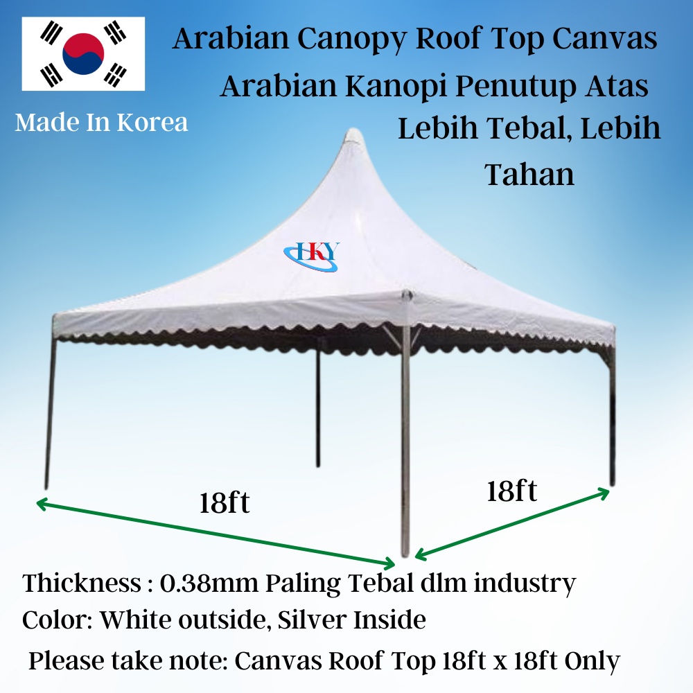 Arabian Design Silver White 20' x 20' UV Canvas Only Canopy Tent Roof ...