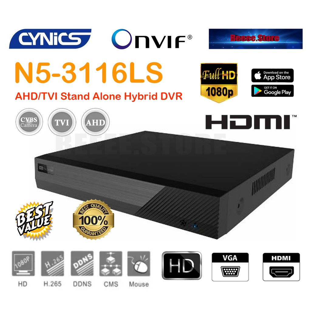 Cynics N5-3116LS 1080p HD 16+2CH AHD/TVI Stand Alone Hybrid DVR HD ...