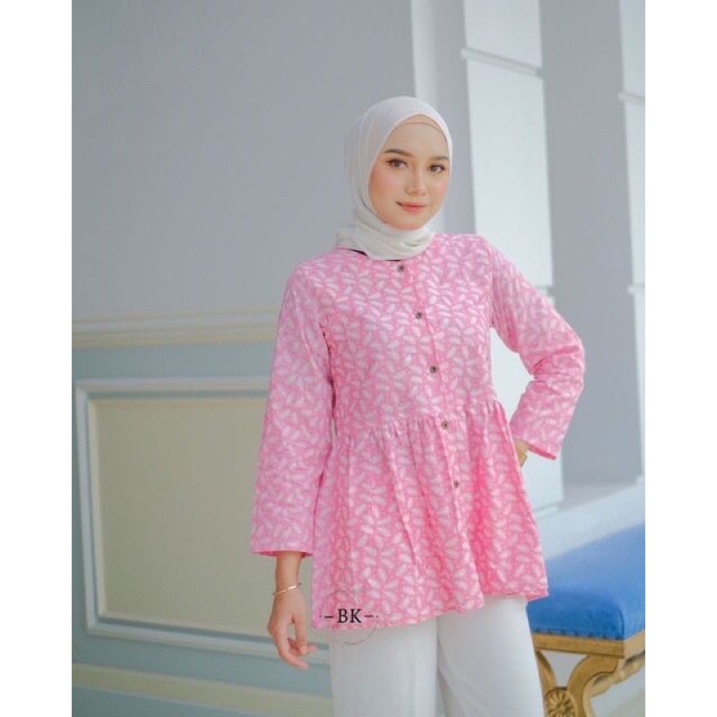 MERAH Peplum WULU Red FANTA Blouse Now Elegant BATIK Top | Shopee Malaysia