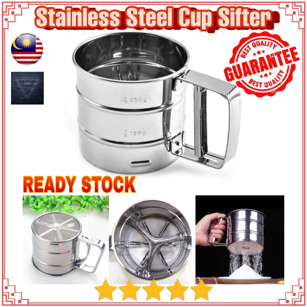 🇲🇾 D&S Stainless Steel Semi-Auto Hand-Held Flour Sifter不锈钢面粉筛筛杯Kitchen ...