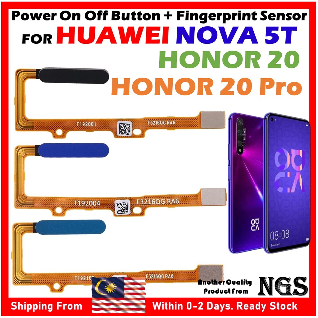ORIGINAL Fingerprint Sensor with Power On OFF Button For HUAWEI Nova 5T ...