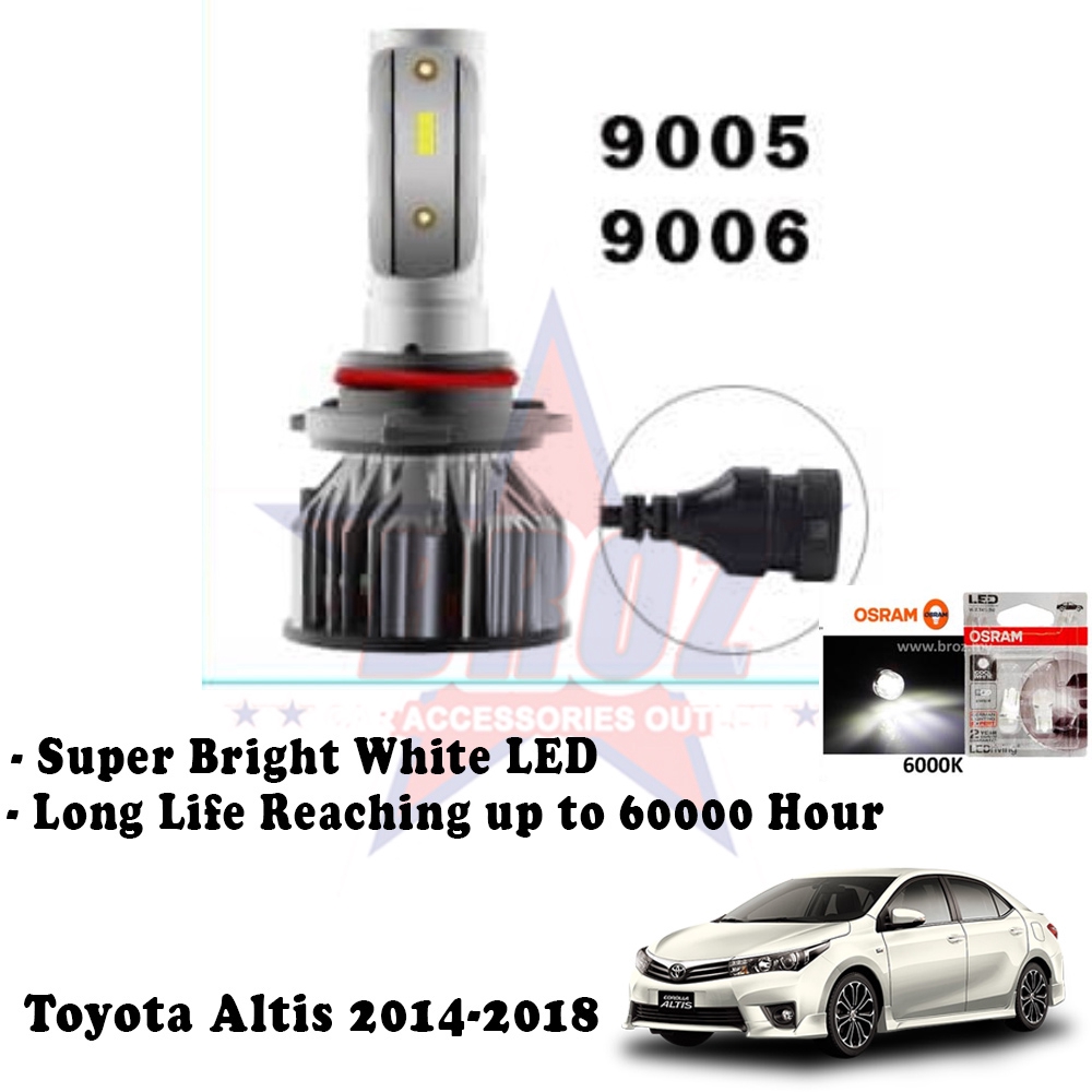 Toyota Corolla New (Low Beam Head Lamp) C6 LED Light (Free Osram T10 ...