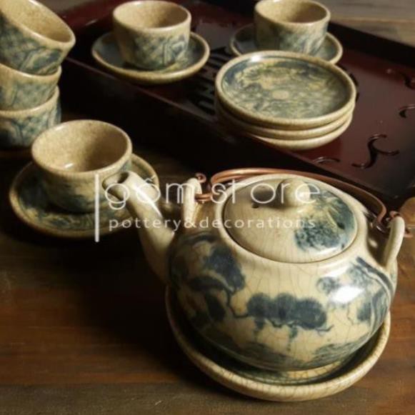 Bat Trang teapot fake reef enamel with pink shape drawing water (No ...