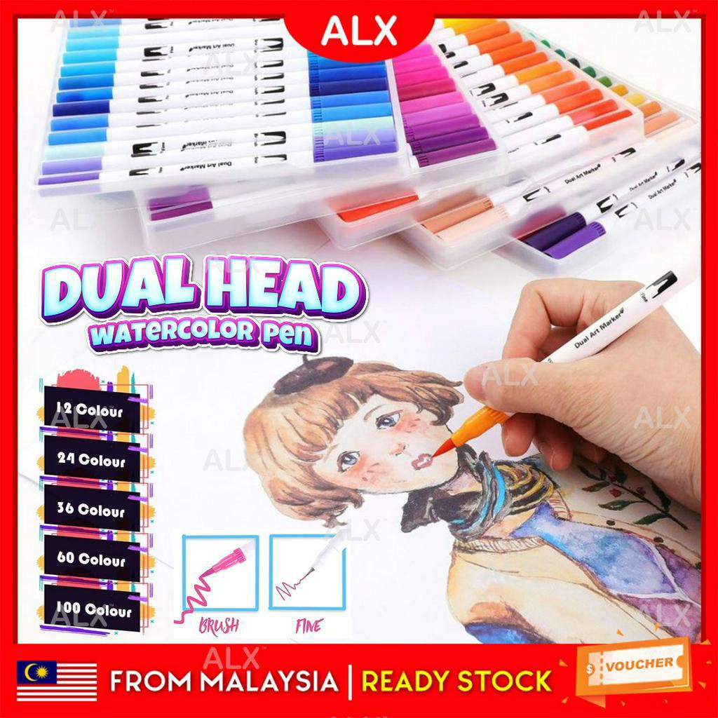 ALX 12/24/36/48/60/80/100 Colors Watercolour Brush Pen Tip Brush Marker ...